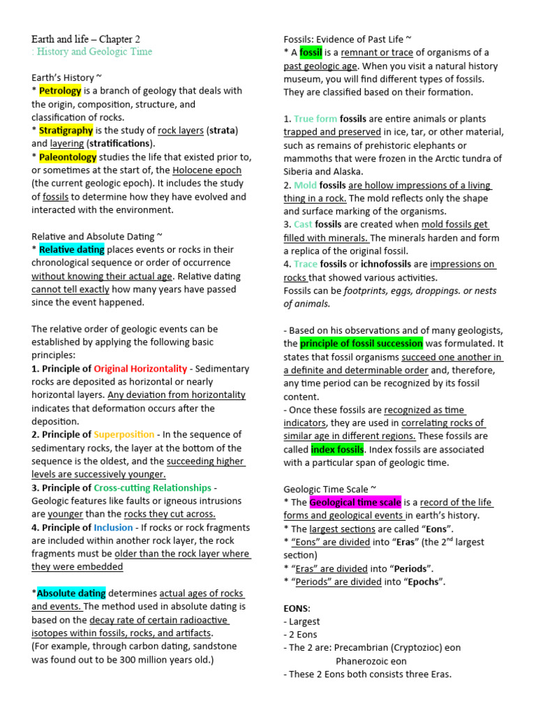 Earth and Life Quiz 2 Reviewer | PDF | Geologic Time Scale | Geology