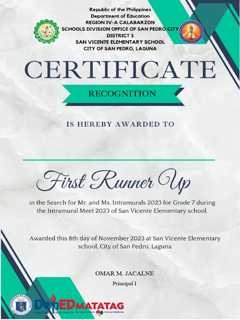 Certificate Mr. and Ms. Intrams | PDF