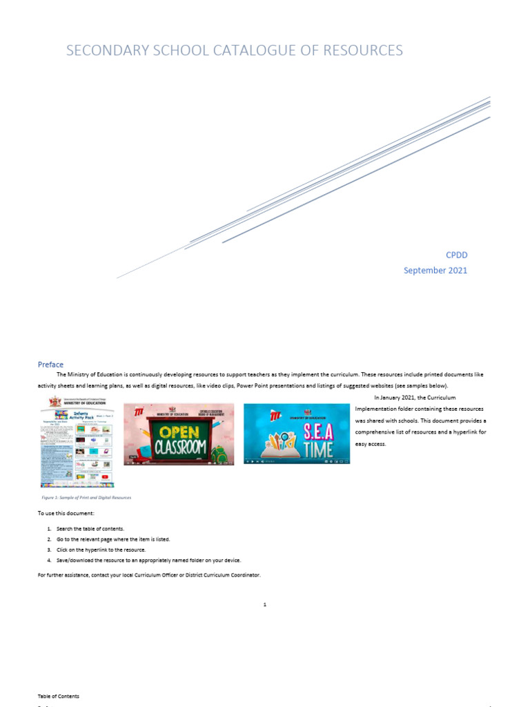 Secondary School Catalog Curriculum Implementation Listing Sept 2021 ...