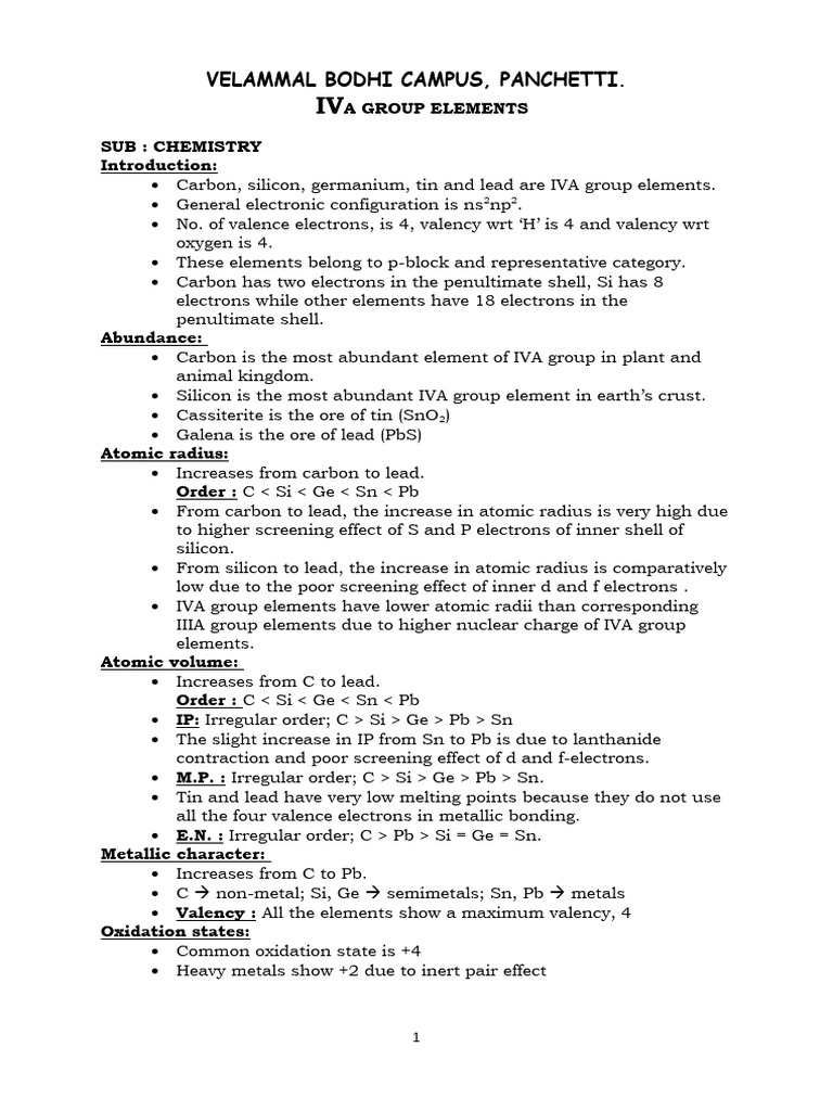 Iva Group Elements Pdf Lead Silicon
