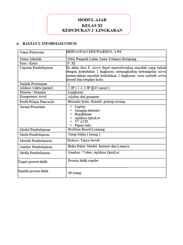 Modul Ajar Tugas PPG Siklus 2 | PDF