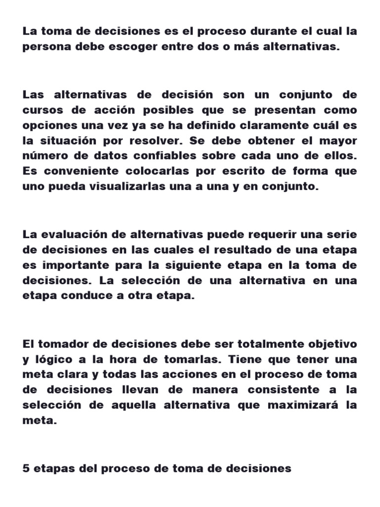 5 Etapas Del Proceso de Toma de Decisiones | PDF | Toma de decisiones | Ciencia cognitiva