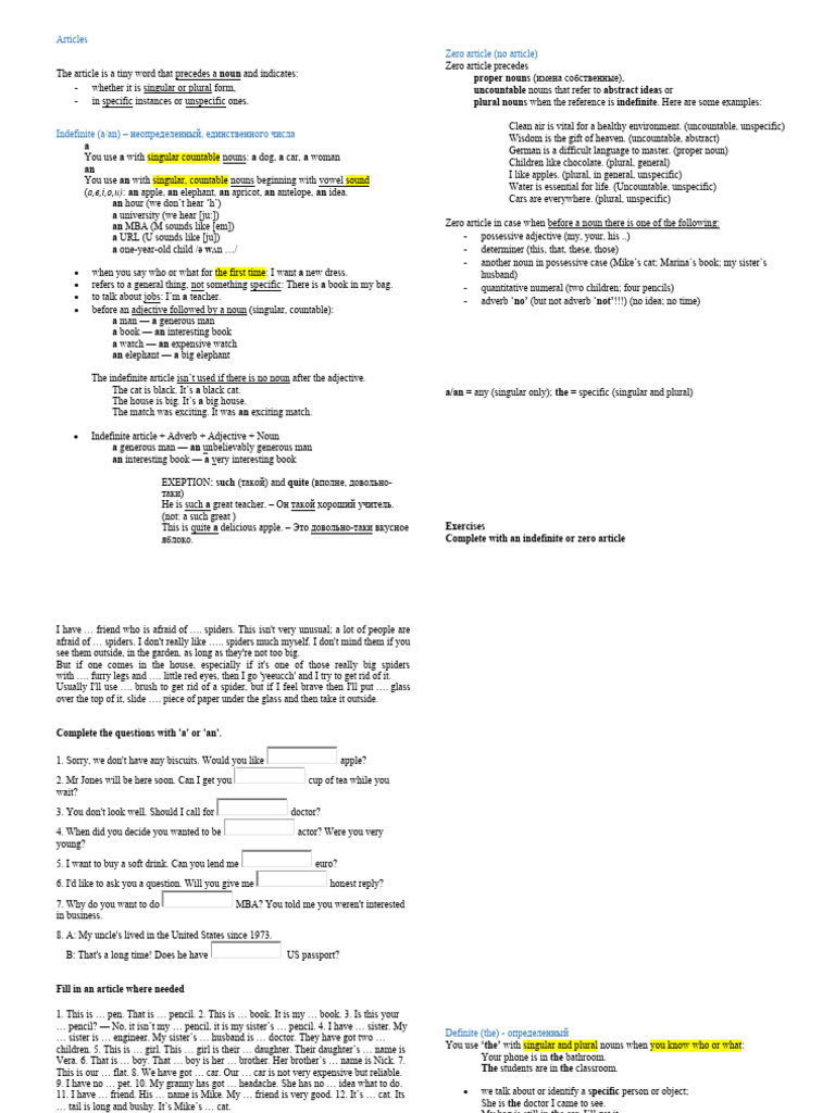 B2 Articles | PDF | Noun | Grammatical Number