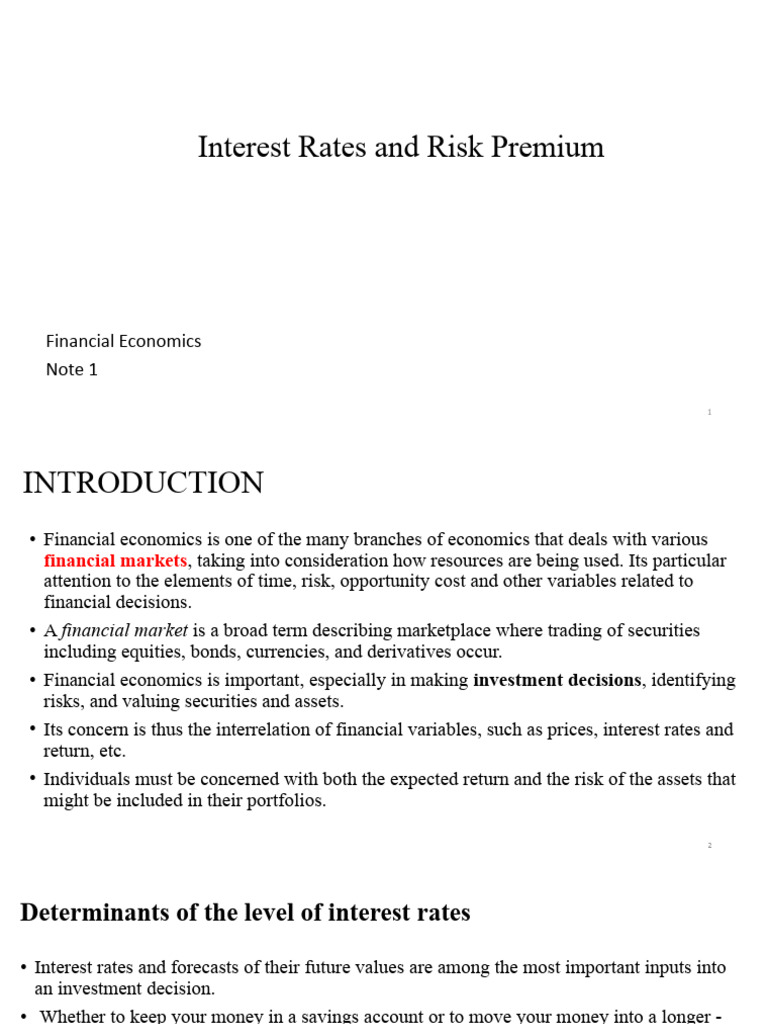 Interest Rates and Risk Premium | PDF | Standard Deviation | Financial Risk