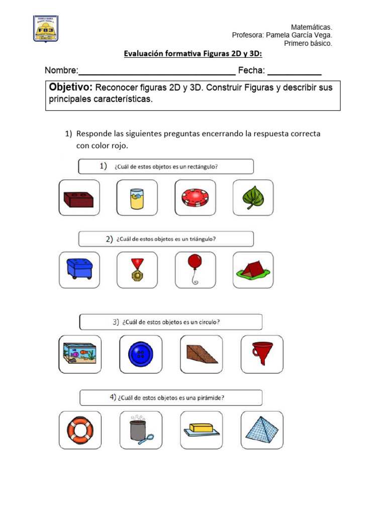 Evaluación Formativa Figuras 2D y 3D | PDF