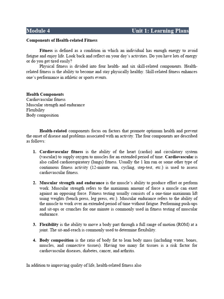 Health Related Components | Download Free PDF | Physical Fitness | Body ...