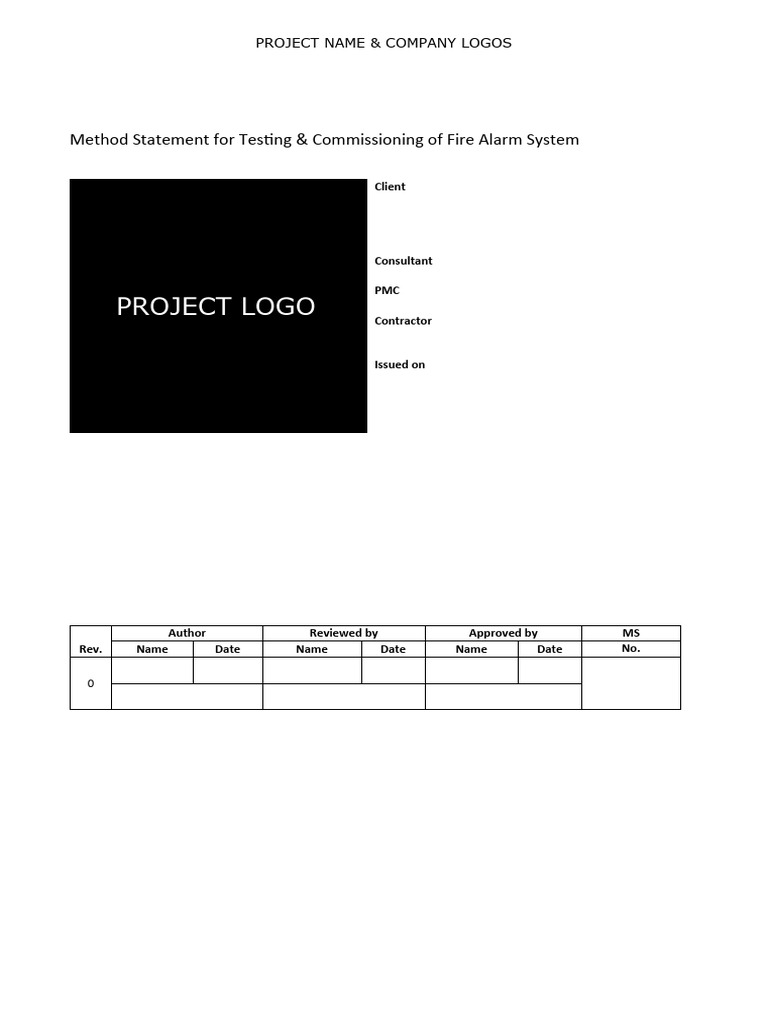 Method Statement For Testing And Commissioning Of Fire Alarm System Pdf