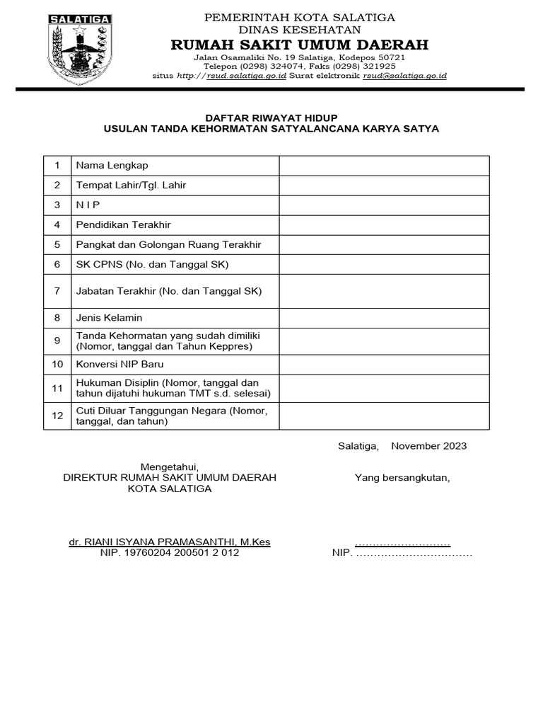 Format DRH + Tidak Pernah Dihukum Satyalancana | PDF