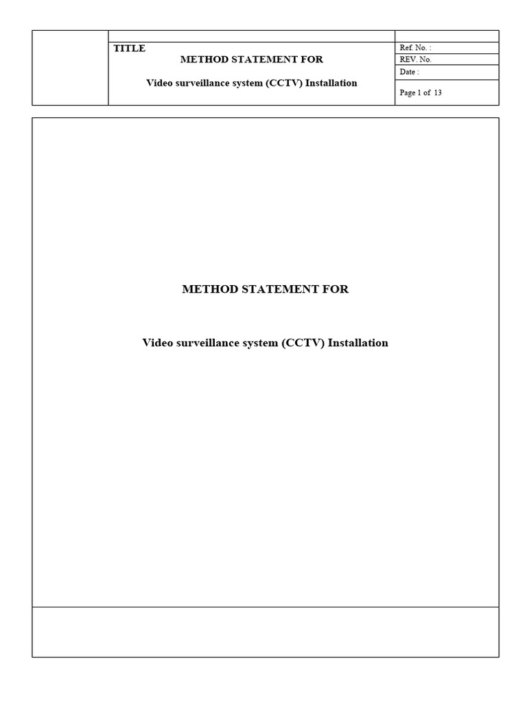 Method Statement For Installation of CCTV Video Surveillance System ...
