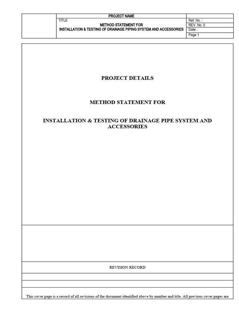 MS For The Drainage Pipes Installation & Testing | PDF | Pipe (Fluid ...
