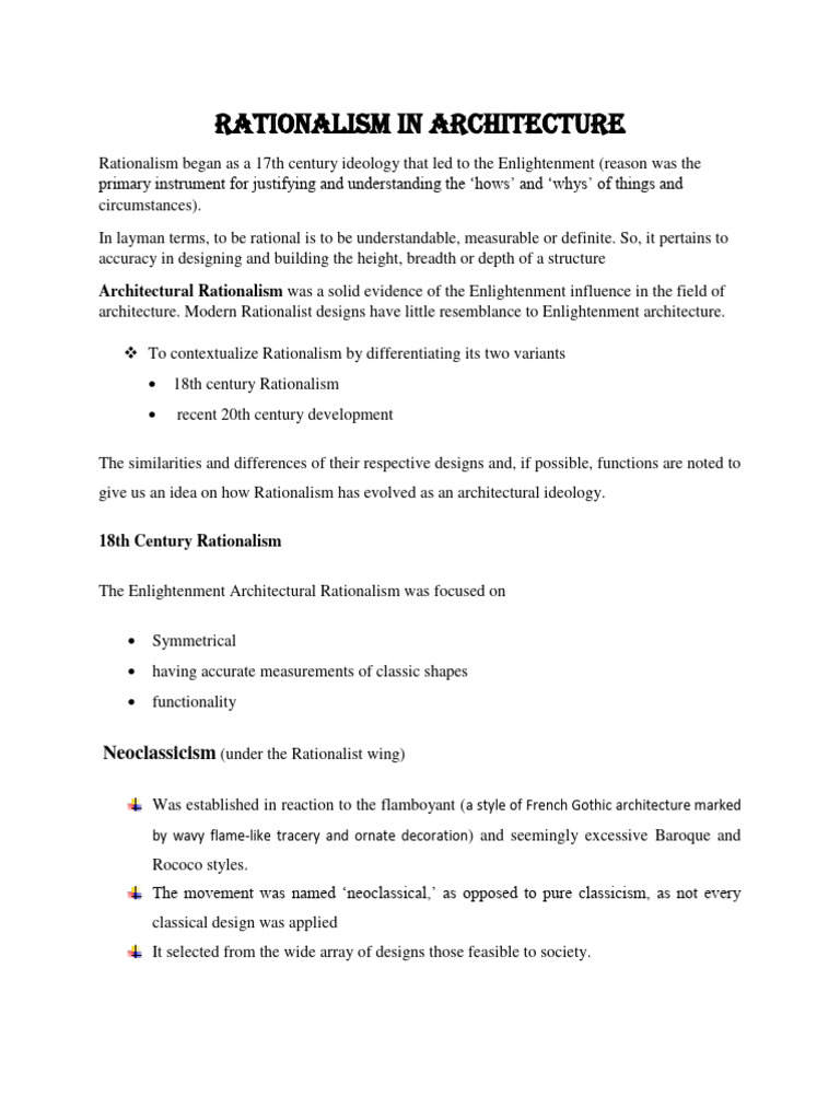 Rationalism in Architecturee | PDF | Architectural Design | Architecture