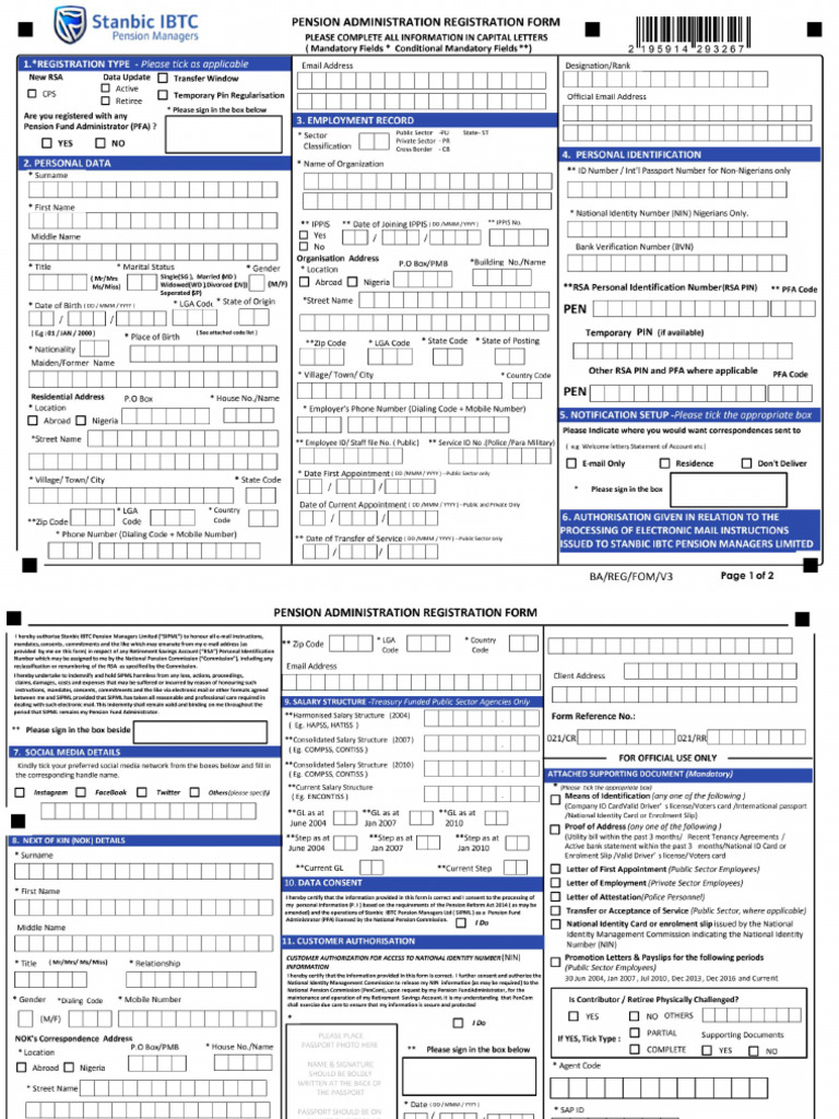 Pension Form | PDF