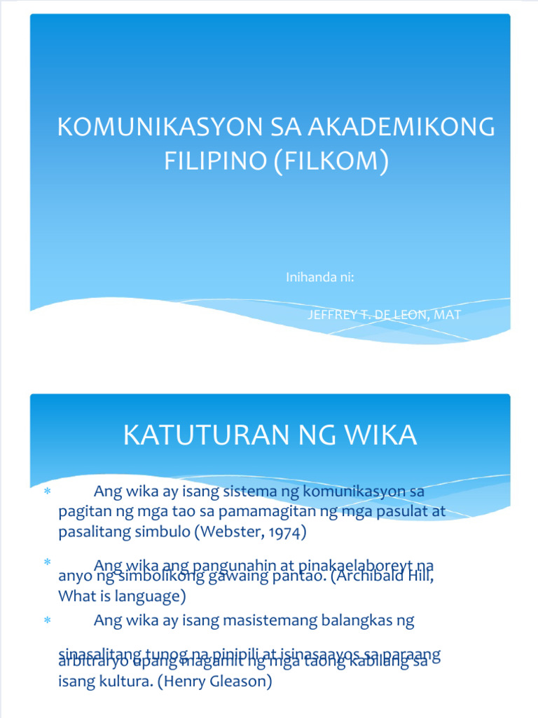 Komunikasyon Sa Akademikong Filipino | PDF