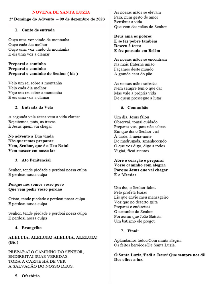 Novena de Santa Luzia | PDF | Advento | Jesus