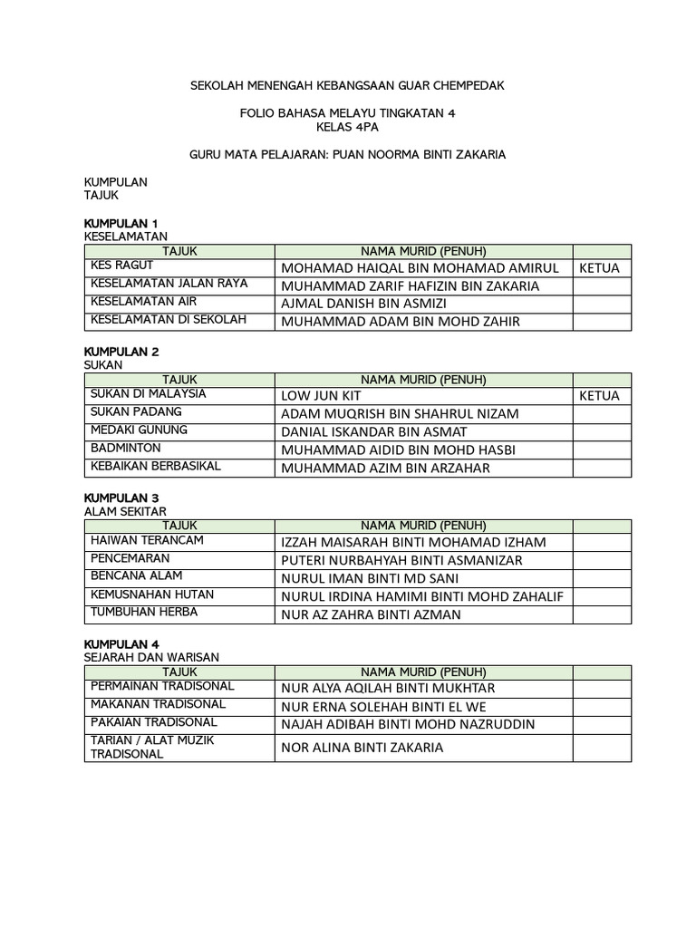 Folio Bahasa Melayu t4 4pa | PDF
