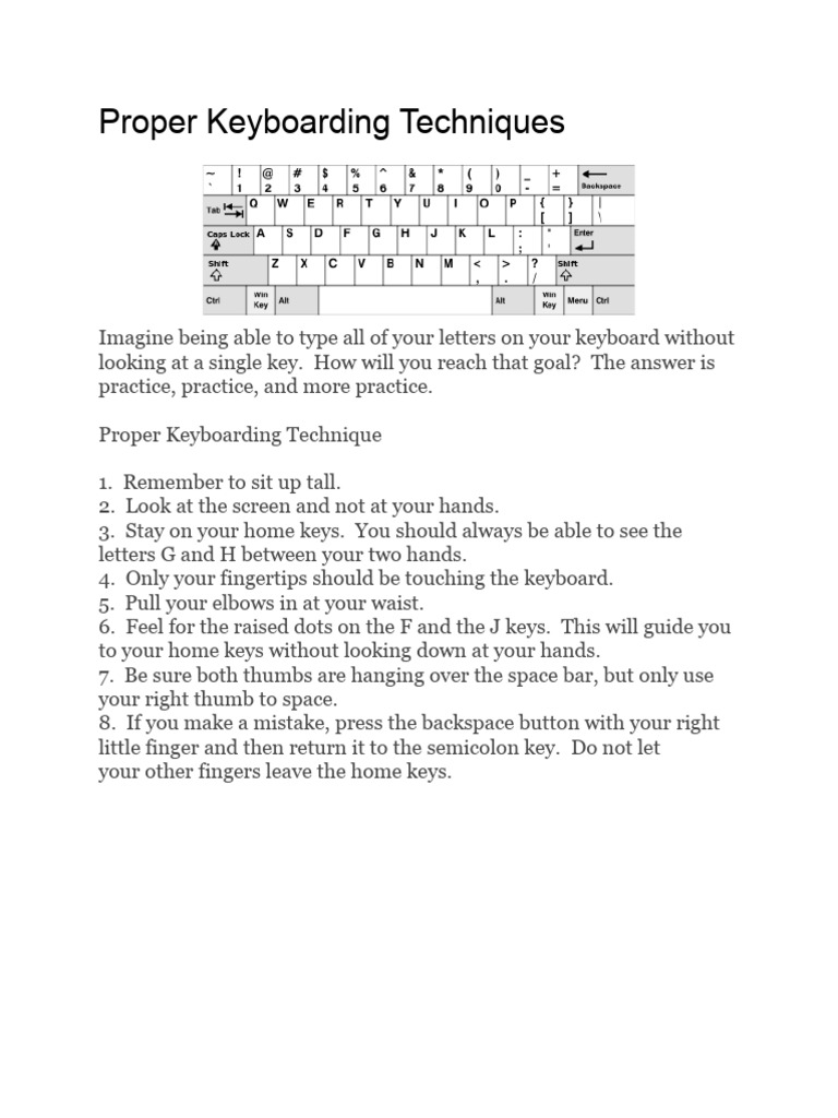 Proper Keyboarding Techniques | PDF