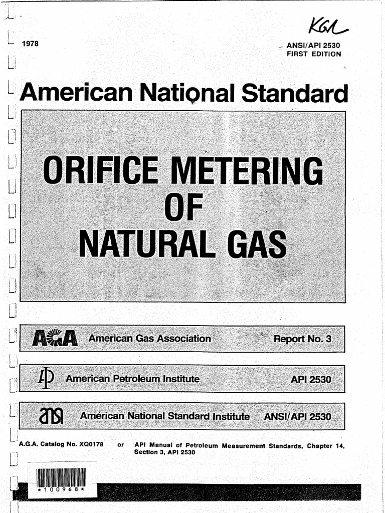 API 2530 1978 - Orifice Metering of Natural Gas | PDF