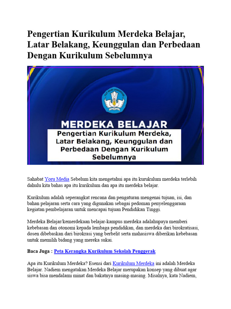 Pengertian Kurikulum Merdeka Belajar | PDF