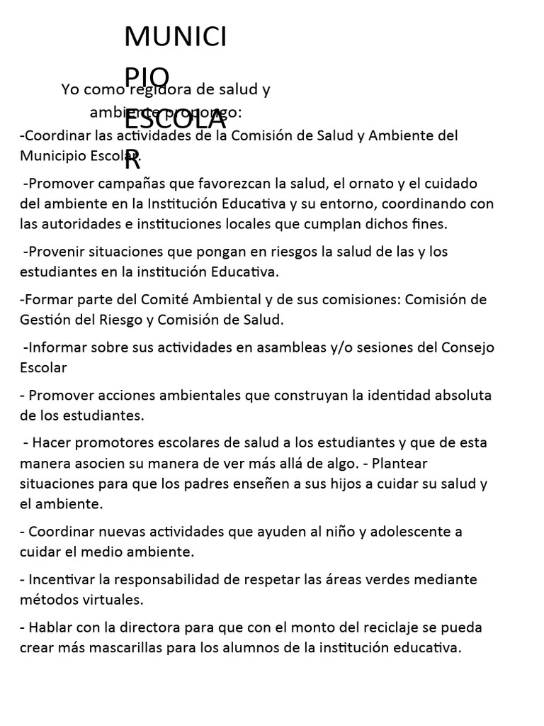 Regidora de Salud y Ambiente | PDF