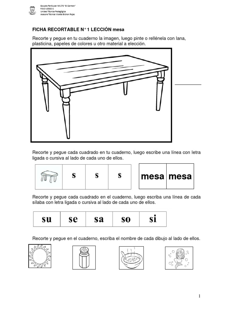 Actividades Método Matte: Lección Mesa | PDF