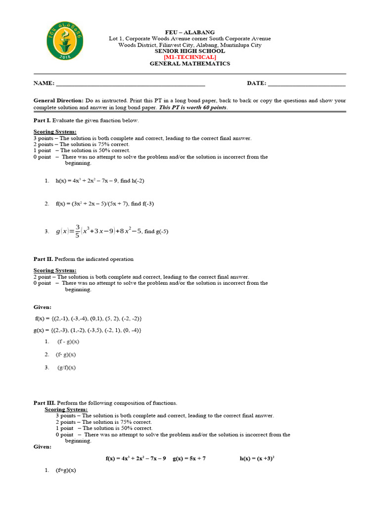 M1 TECHNICAL Functions and Relations | PDF | Mathematics | Applied ...