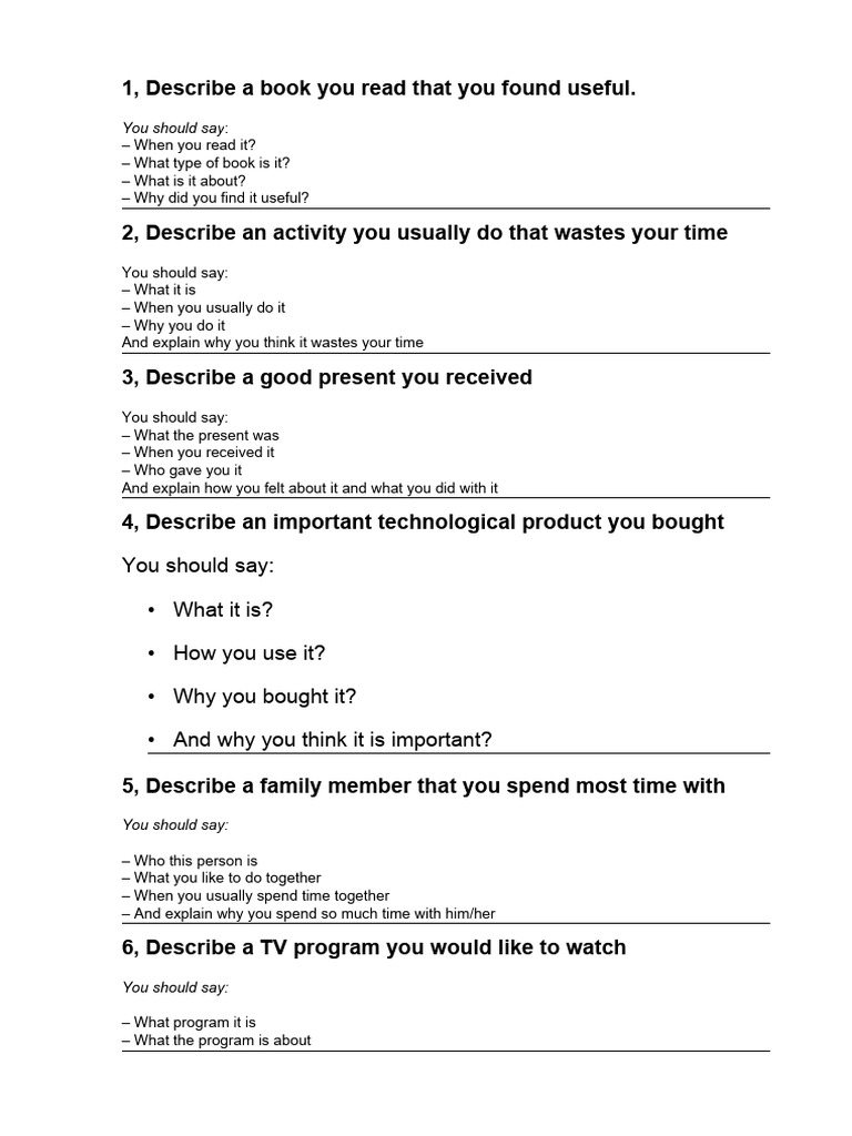 Topic For Speaking | PDF