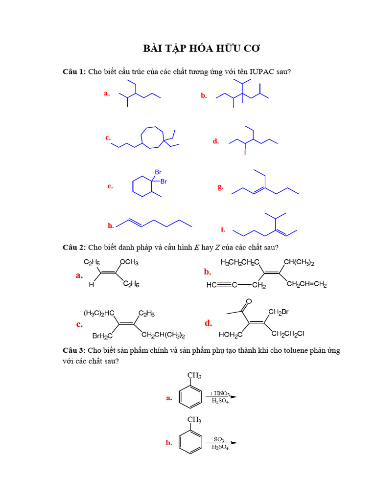 Bai Tap Hoa Huu Co 01 | PDF