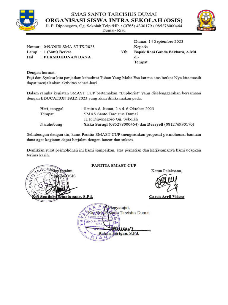 Surat Penghantar Proposal Bapak Roni Ganda Bakkara | PDF