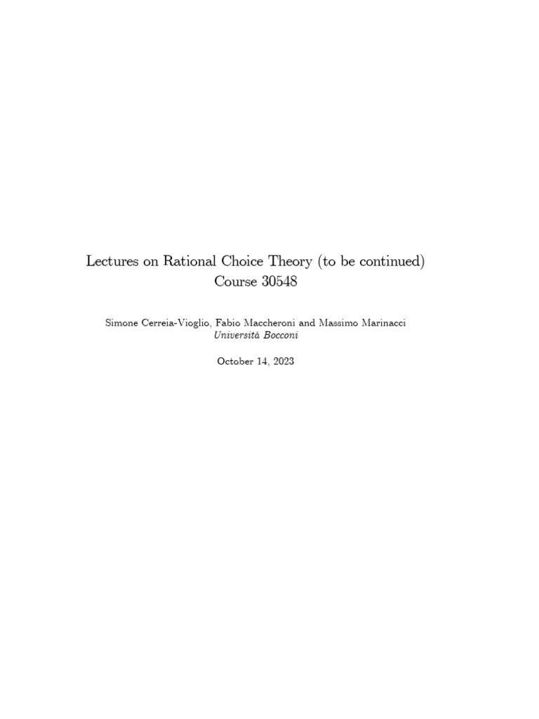 Decision Theory Handout | PDF | Economics | Rationality