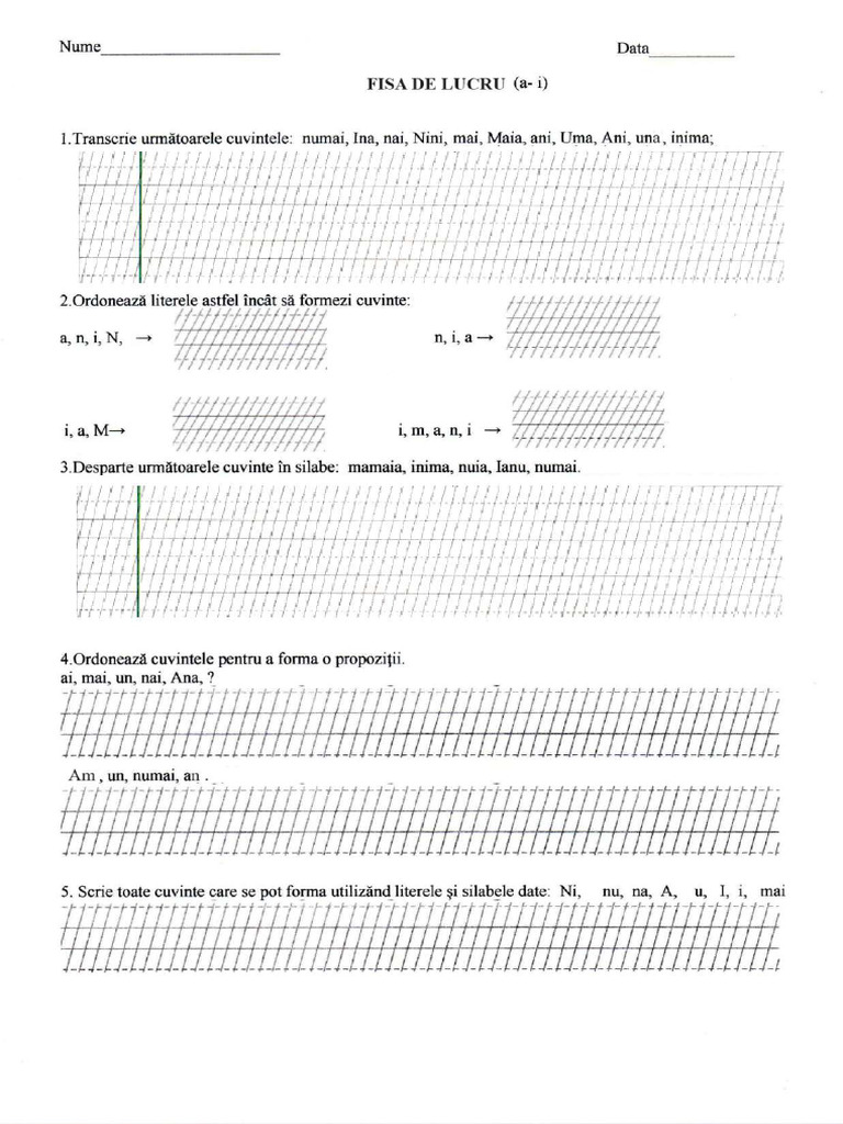 RECAPITULARE A, M, U, N, I Clasa 1 | PDF