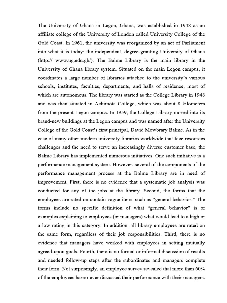 Improving Balme Library's Performance Management | PDF | Libraries ...