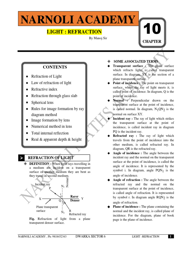 Physics: Light Refraction Basics | PDF | Refraction | Refractive Index