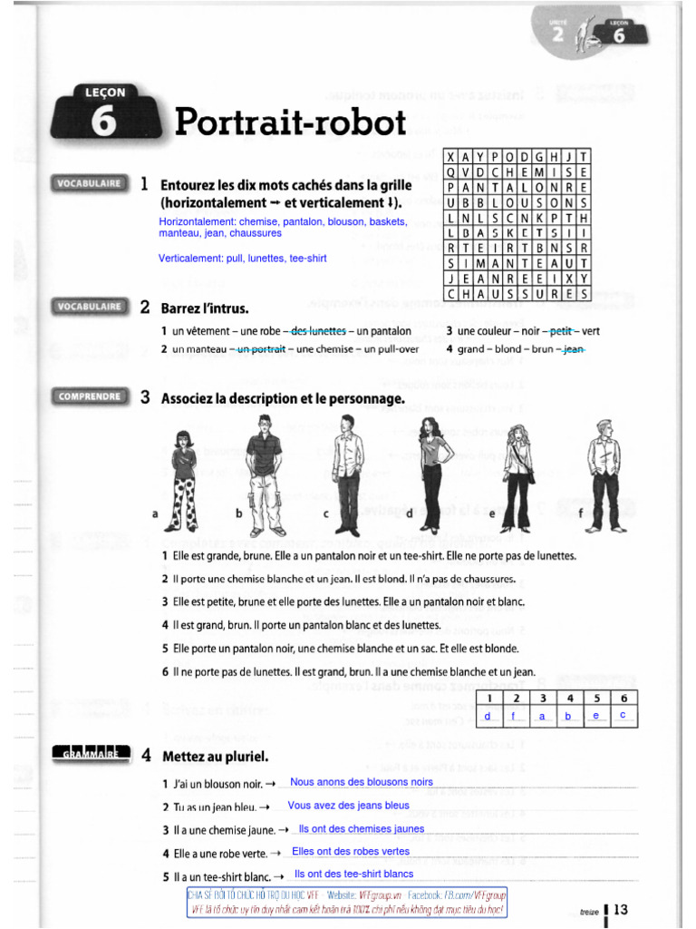 Lecon 6 | PDF | Bleu | Chemise