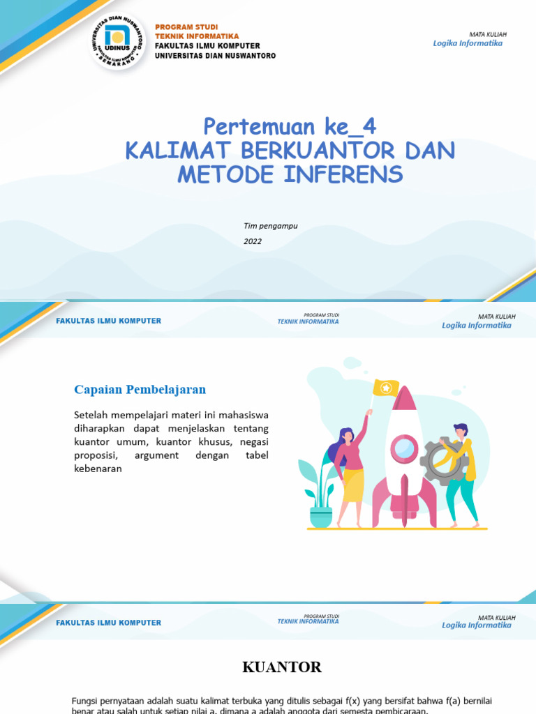 Pertemuan 4 - Kalimat Berkuantor Dan Metode Inferensi (Sesi 1) | PDF