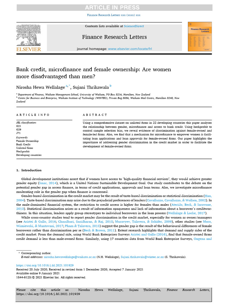 Wellalage 2021 | Download Free PDF | Microfinance | Loans