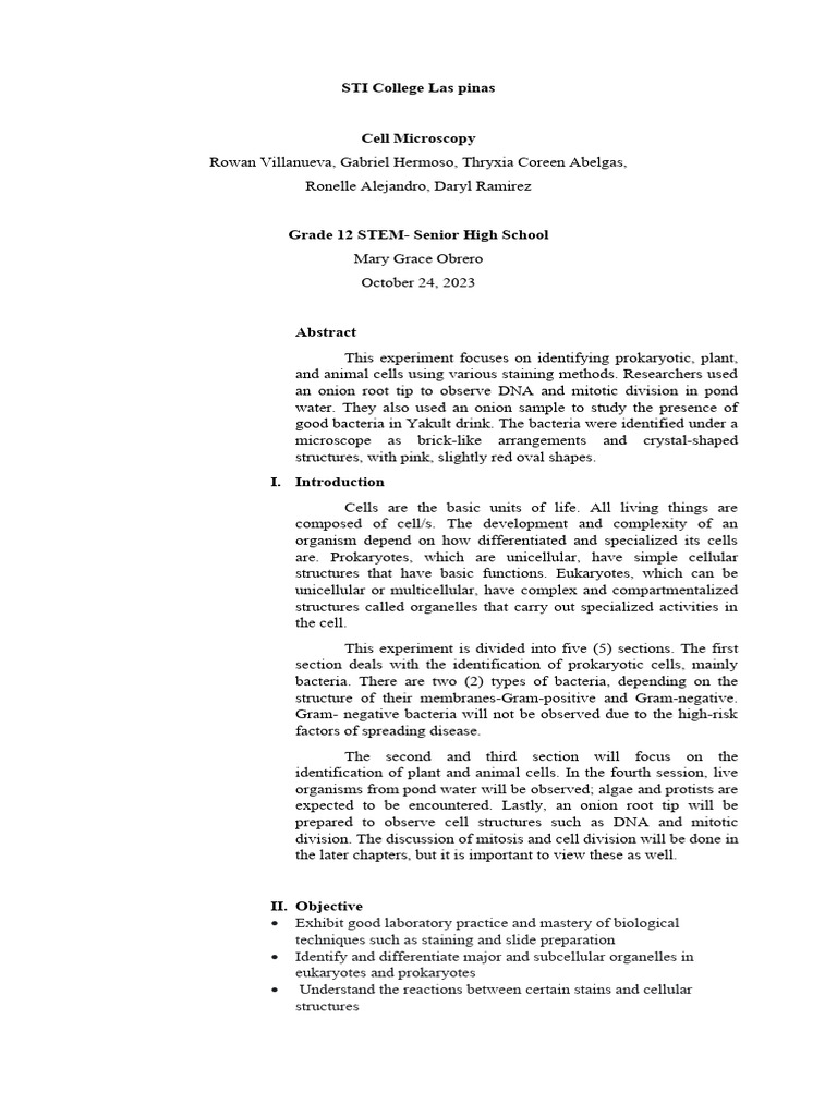 Gen Bio G4 | PDF | Staining | Cell (Biology)