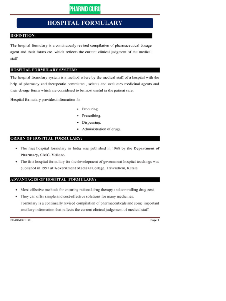Hospital Formulary | Download Free PDF | Pharmacy | Hospital