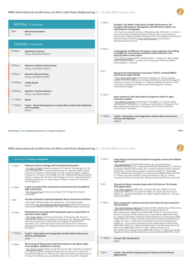 Detailed Programme MNE2023!2!2 | PDF | Nanotechnology | Computing