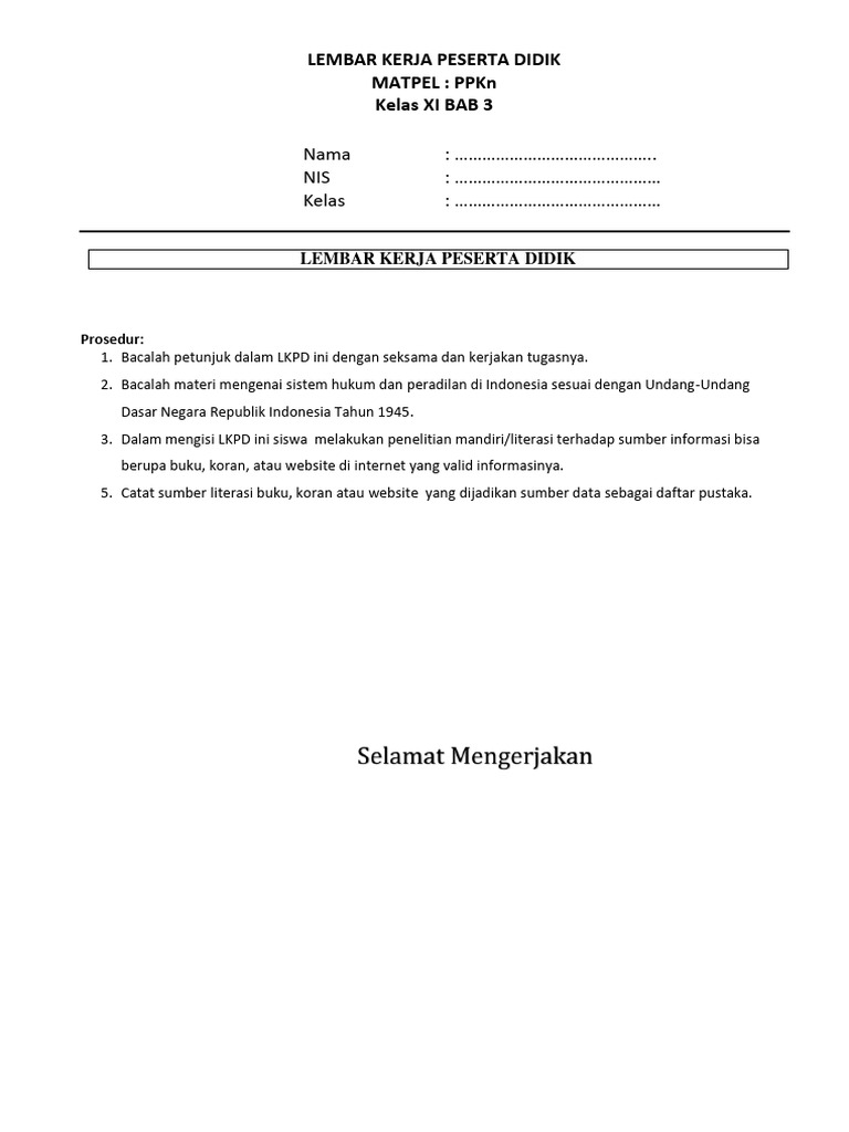 LKPD kELAS Xi - BAB 3 | PDF