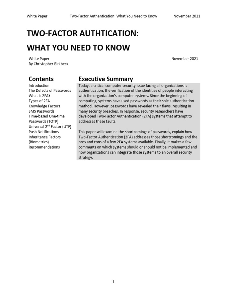 Two Factor Authentication | PDF | Password | Authentication