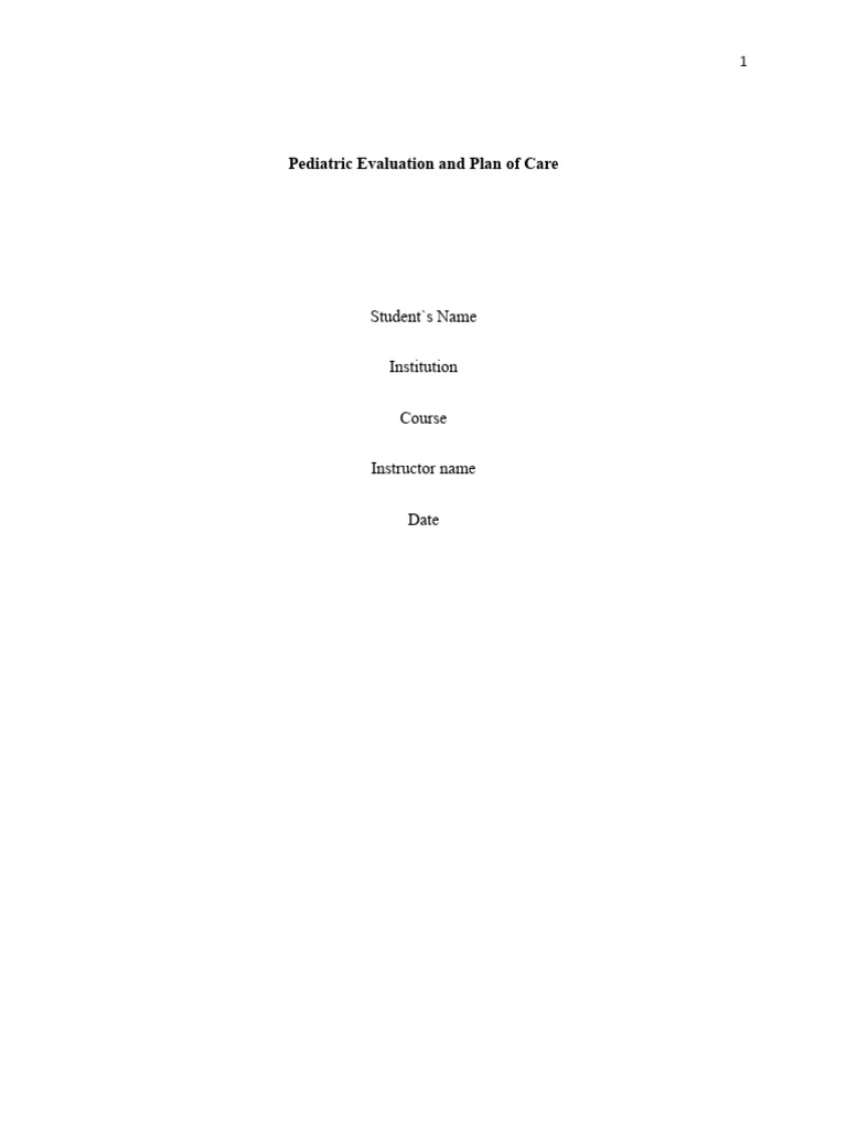 Pediatric Evaluation and Plan of Care | PDF | Behavioural Sciences ...