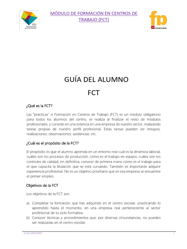 FCT00b Guia Modulo FCT AD Alumno 2022 23 | PDF | Business | Educación de la primera infancia