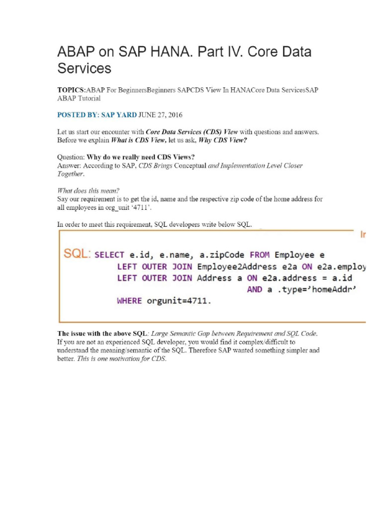 Sap Abap Core Data | PDF