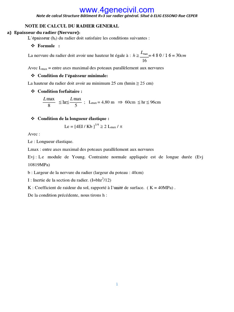 Note de Calcul Pour La Construction D Un B Timent R 3 1699881361 | PDF ...