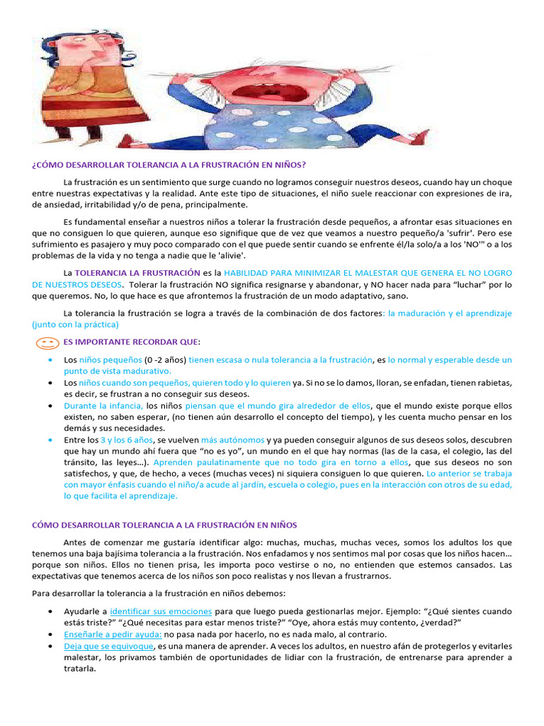 Como Desarrollar La Tolerancia A La Frustracion en Niños | PDF | Tolerancia | Aprendizaje