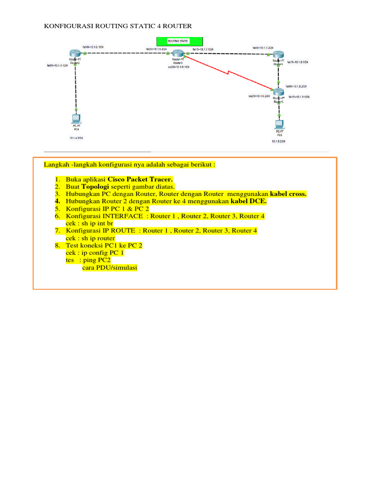 Konfigurasi Routing Statis 4 Router | PDF