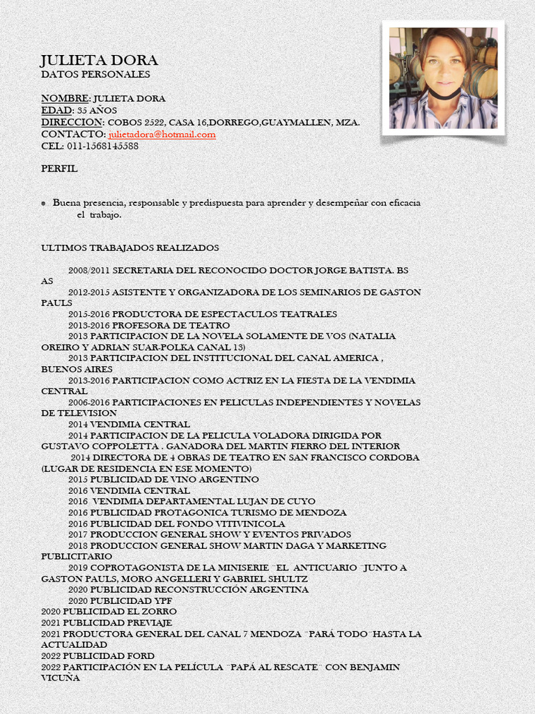 CV Julieta Dora Completo | PDF