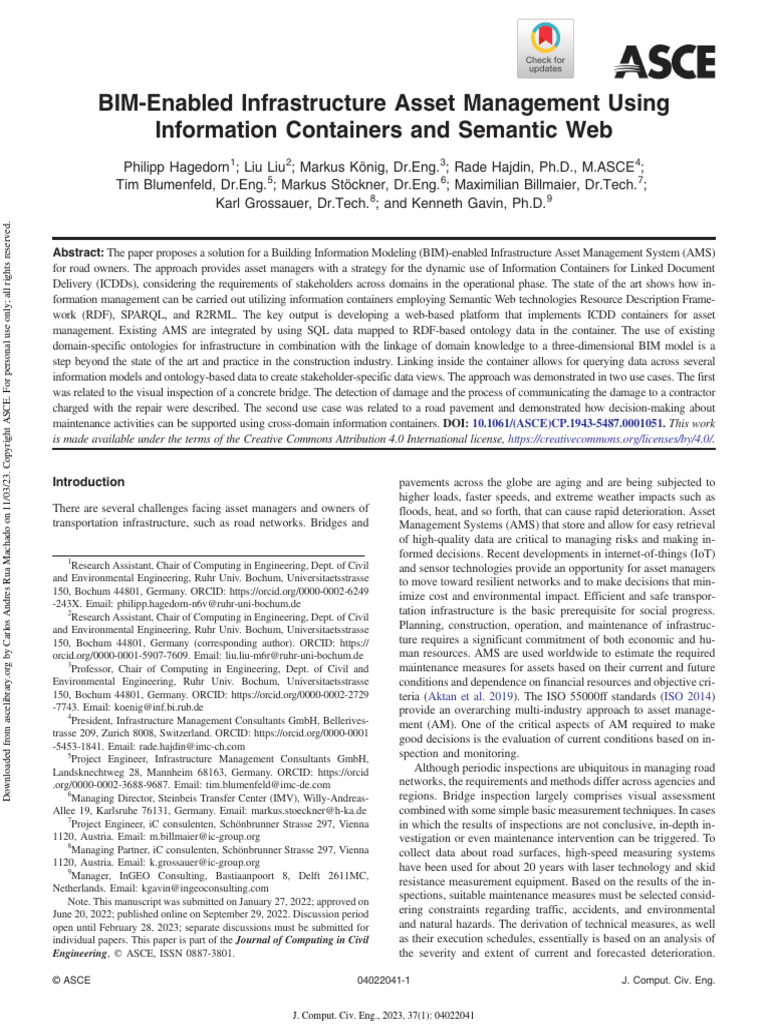 Hagedorn 2023 Bim Enabled Infrastructure Asset Ma Pdf Semantic Web Building Information