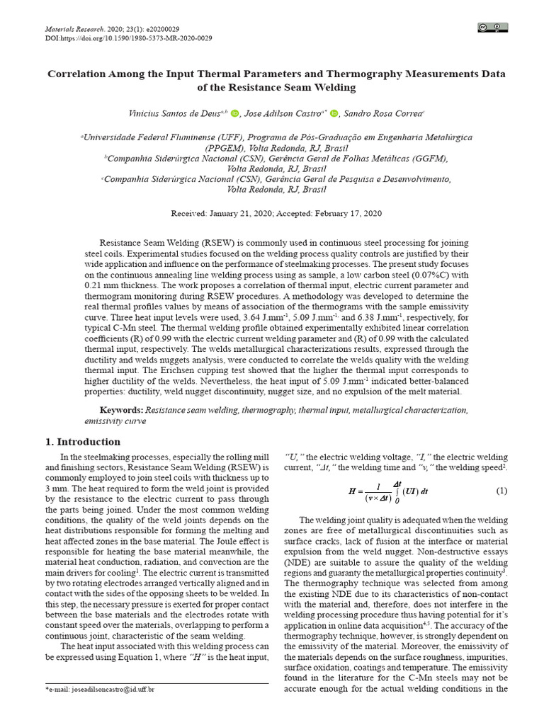 Correlation Among The Input Thermal Parameters and Thermography ... Correlation Among The Input Thermal Parameters and Thermography ...