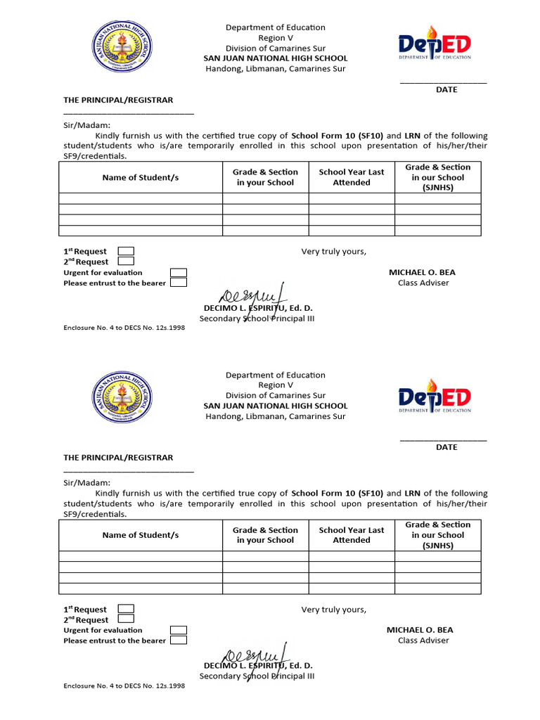 Request Form | PDF | Philippines
